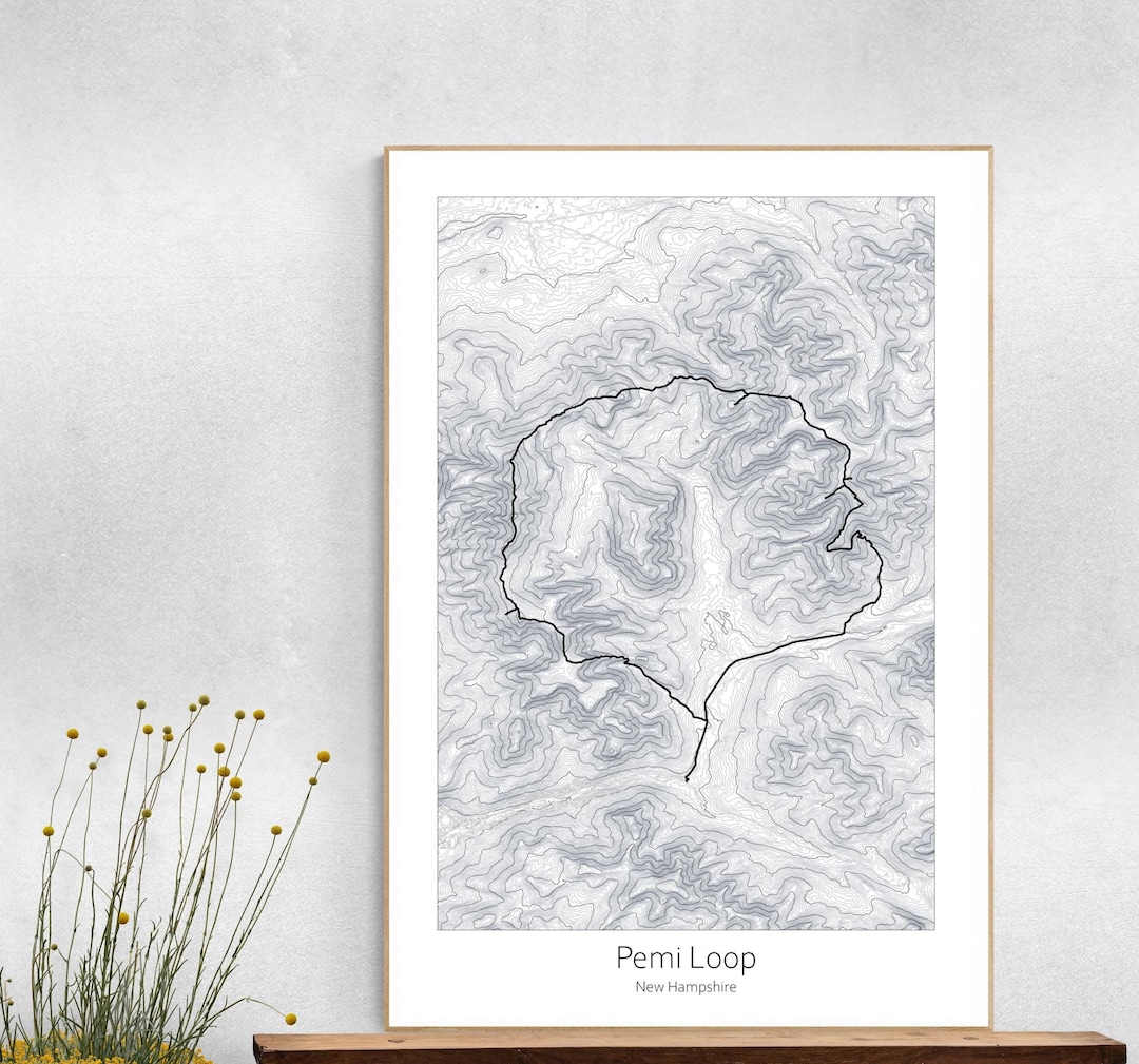 Pemi Loop Trail Topographic Map Poster, Pemigewasset Wilderness Trail ...