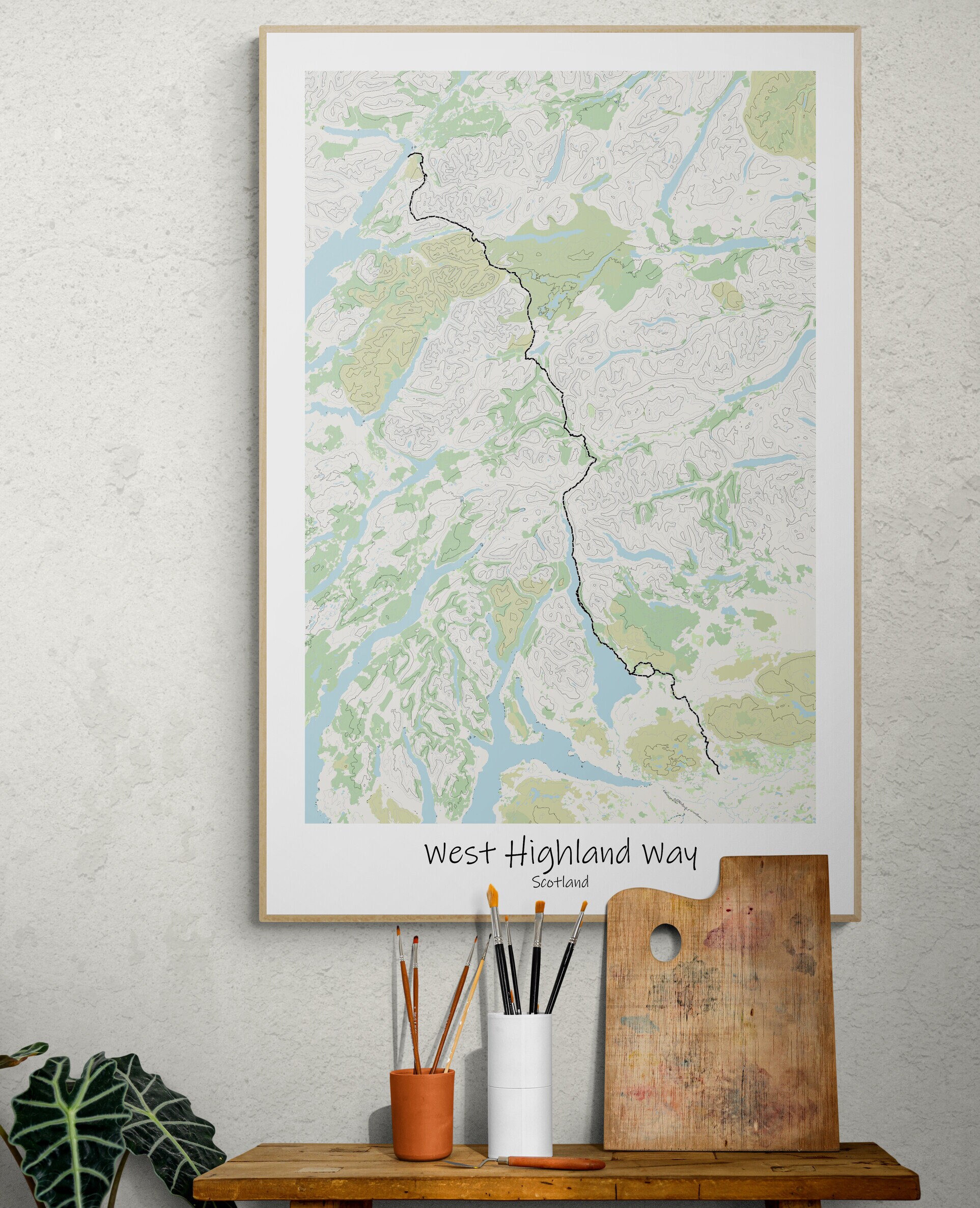 West Highland Way Trail Topographic Map Poster, West Dunbartonshire ...