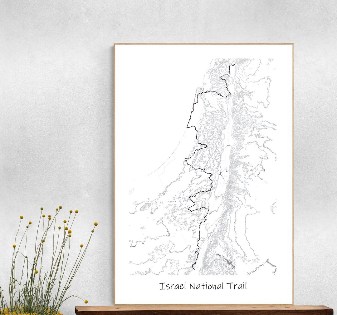 Israel National Trail Topographic Map Poster, Israeli Hike, Printable ...