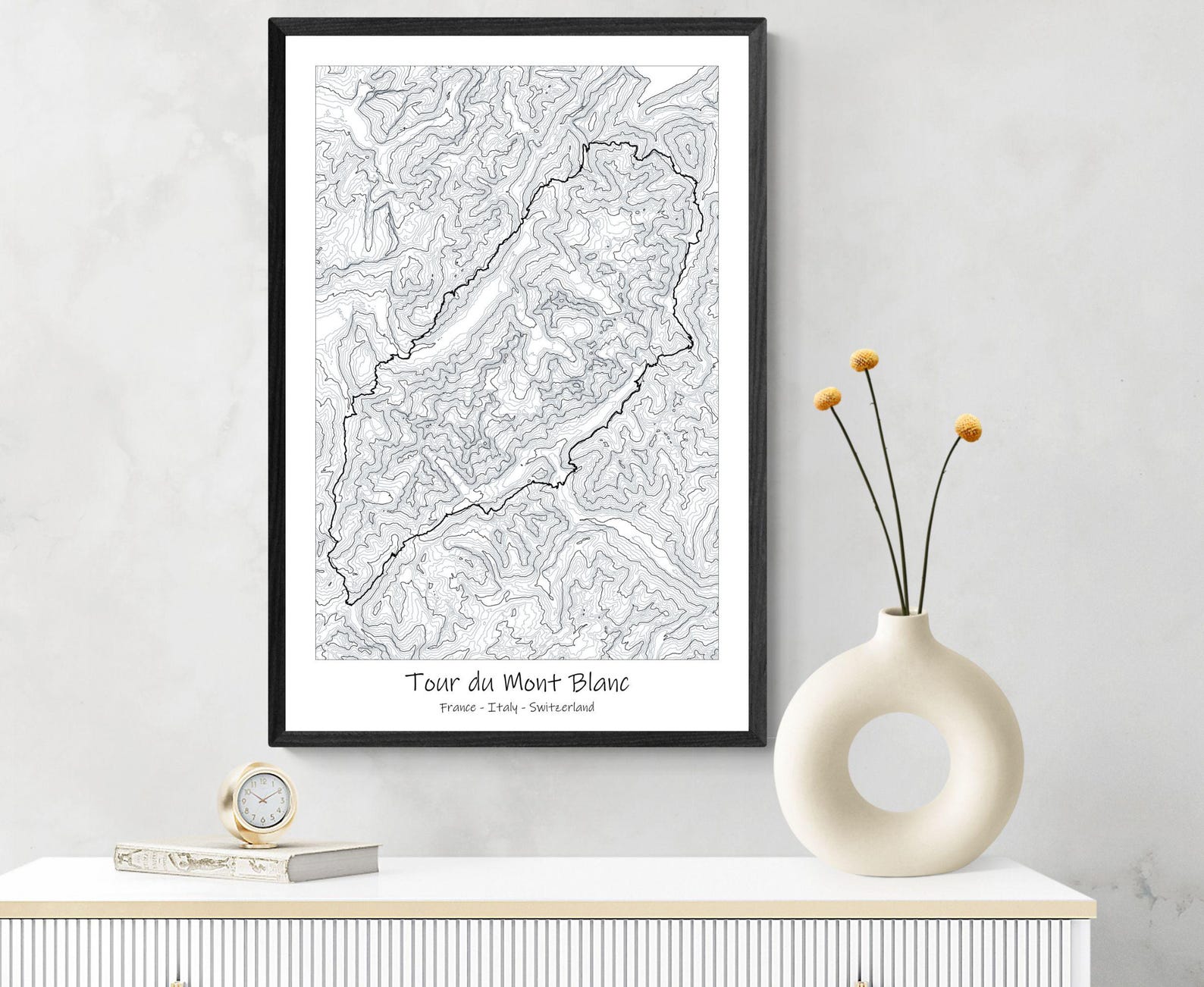 Tour Du Mont Blanc Trail Topographic Map Poster, TMB Trail Hiking, Mont ...