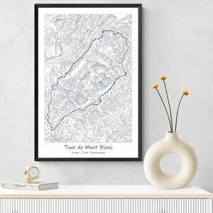 Tour Du Mont Blanc Trail Topographic Map Poster, TMB Trail Hiking, Mont ...