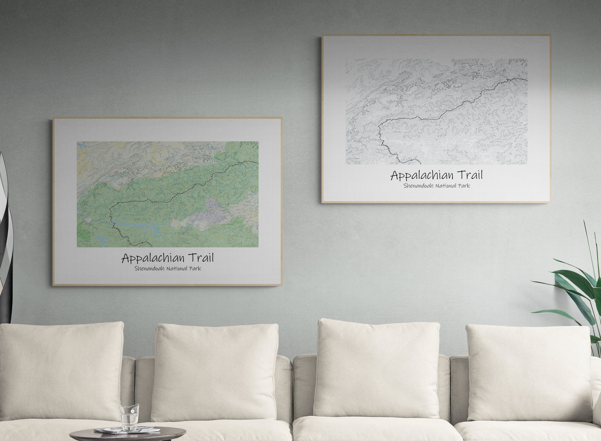 Appalachian Trail Topographic Map Poster, Shenandoah Trail Hiking ...