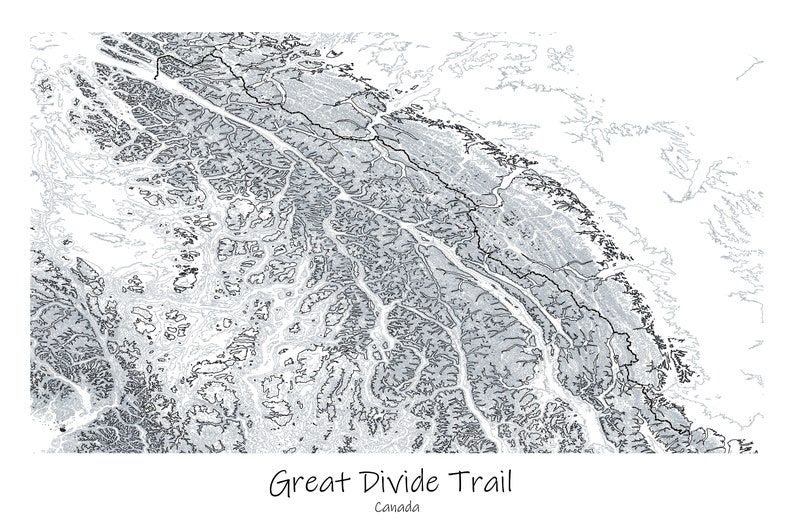 Great Divide Trail Map Poster, Topographic Hiking Art, Alberta, British ...