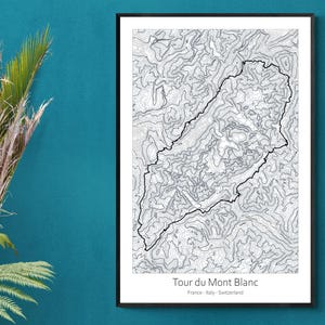Tour Du Mont Blanc Trail Topographic Map Poster, TMB Trail Hiking. - Etsy