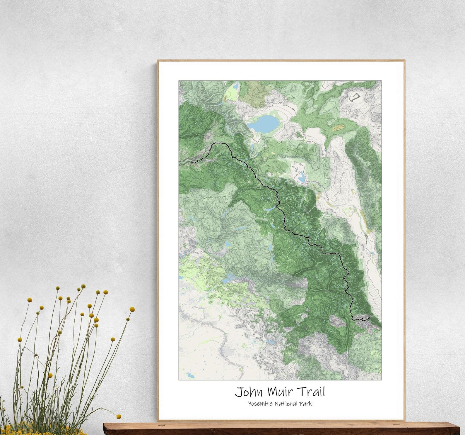 John Muir Trail Topographic Map Poster, Pacific Crest Trail Hiking ...
