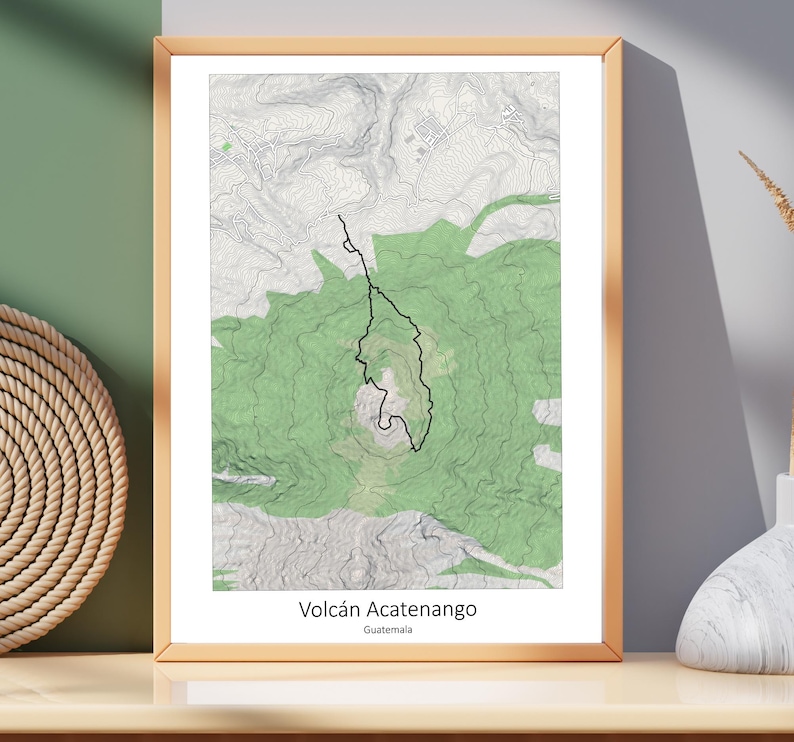 Volcán Acatenango Trail Map Poster, Guatemala Hiking Art Print - Etsy UK