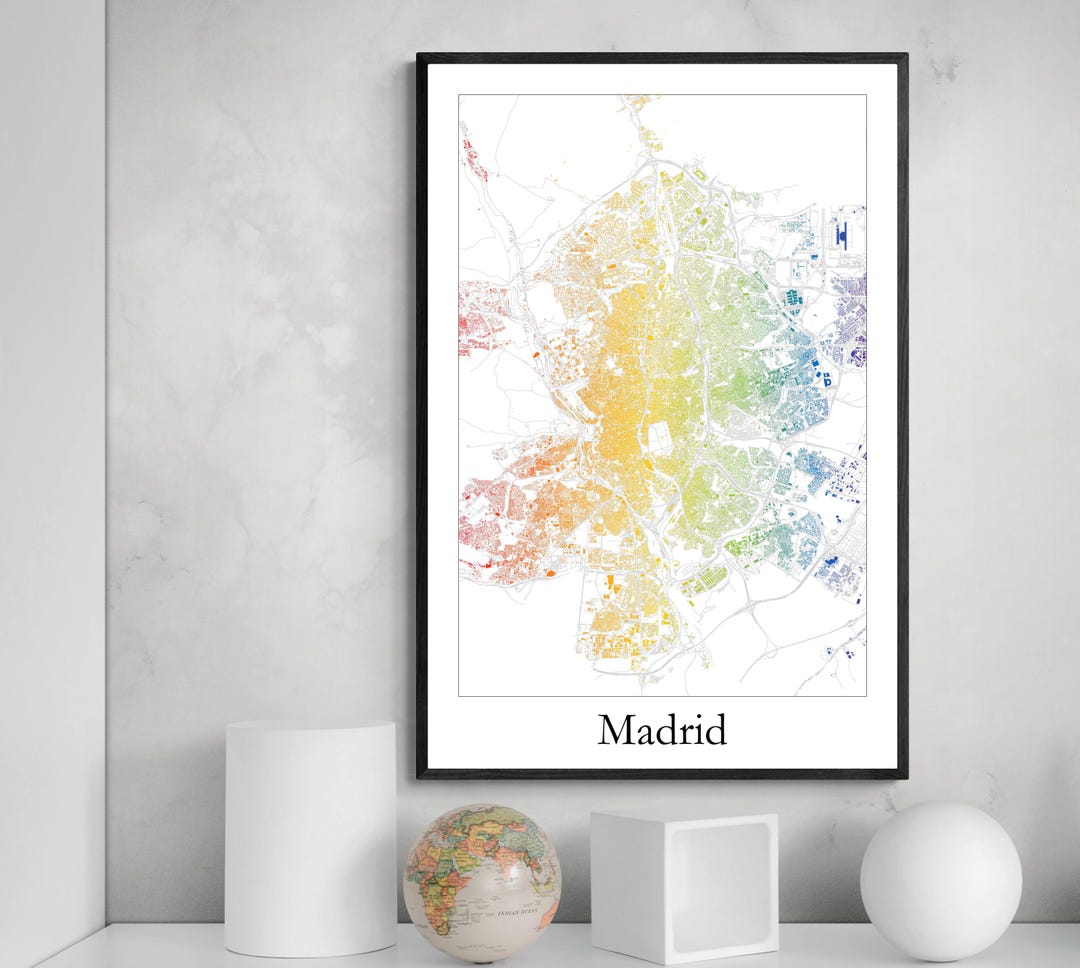 Madrid Pride Map Art Poster, Rainbow City Design - Etsy