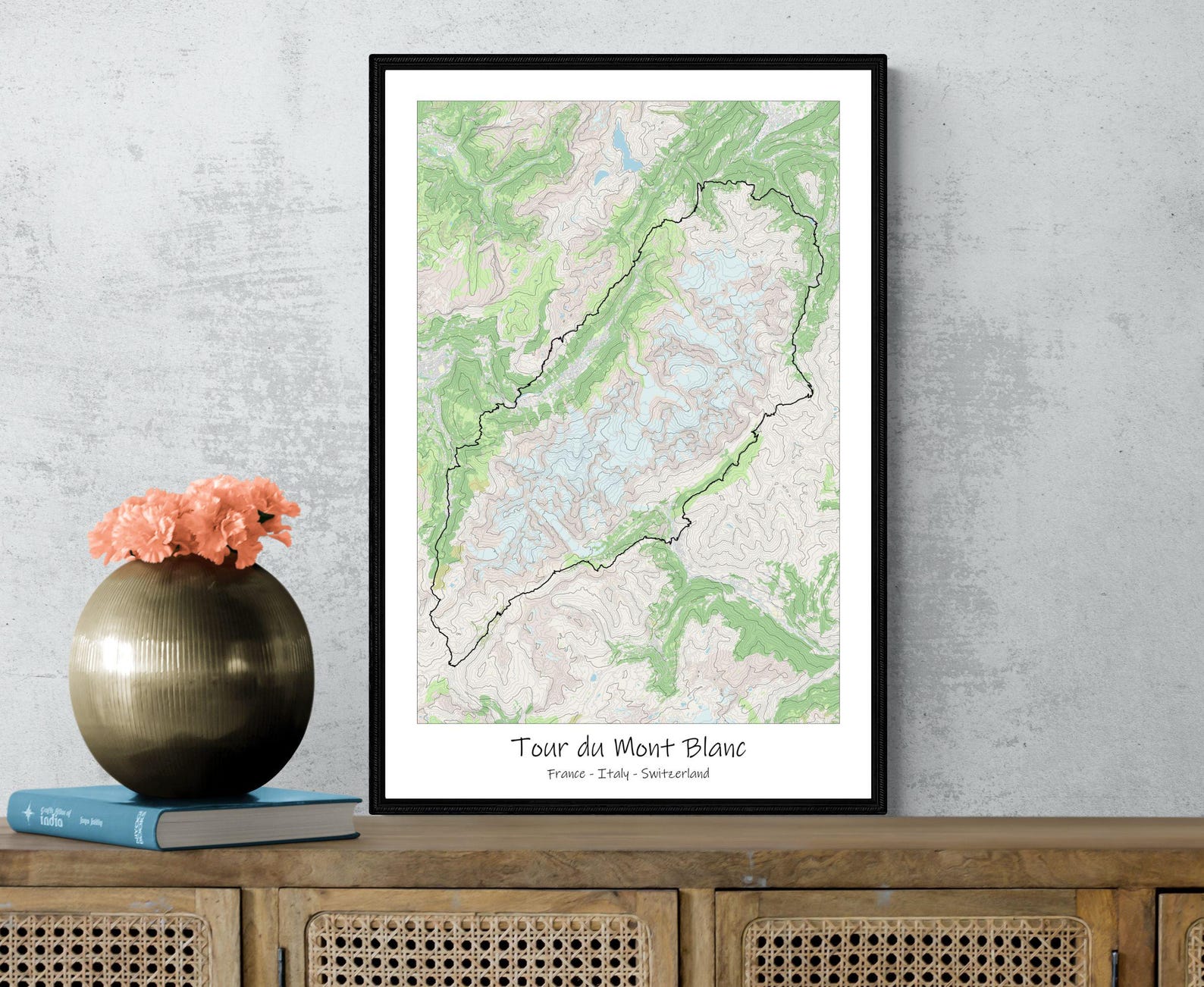 Tour Du Mont Blanc Trail Topographic Map Poster, TMB Trail Hiking, Mont ...