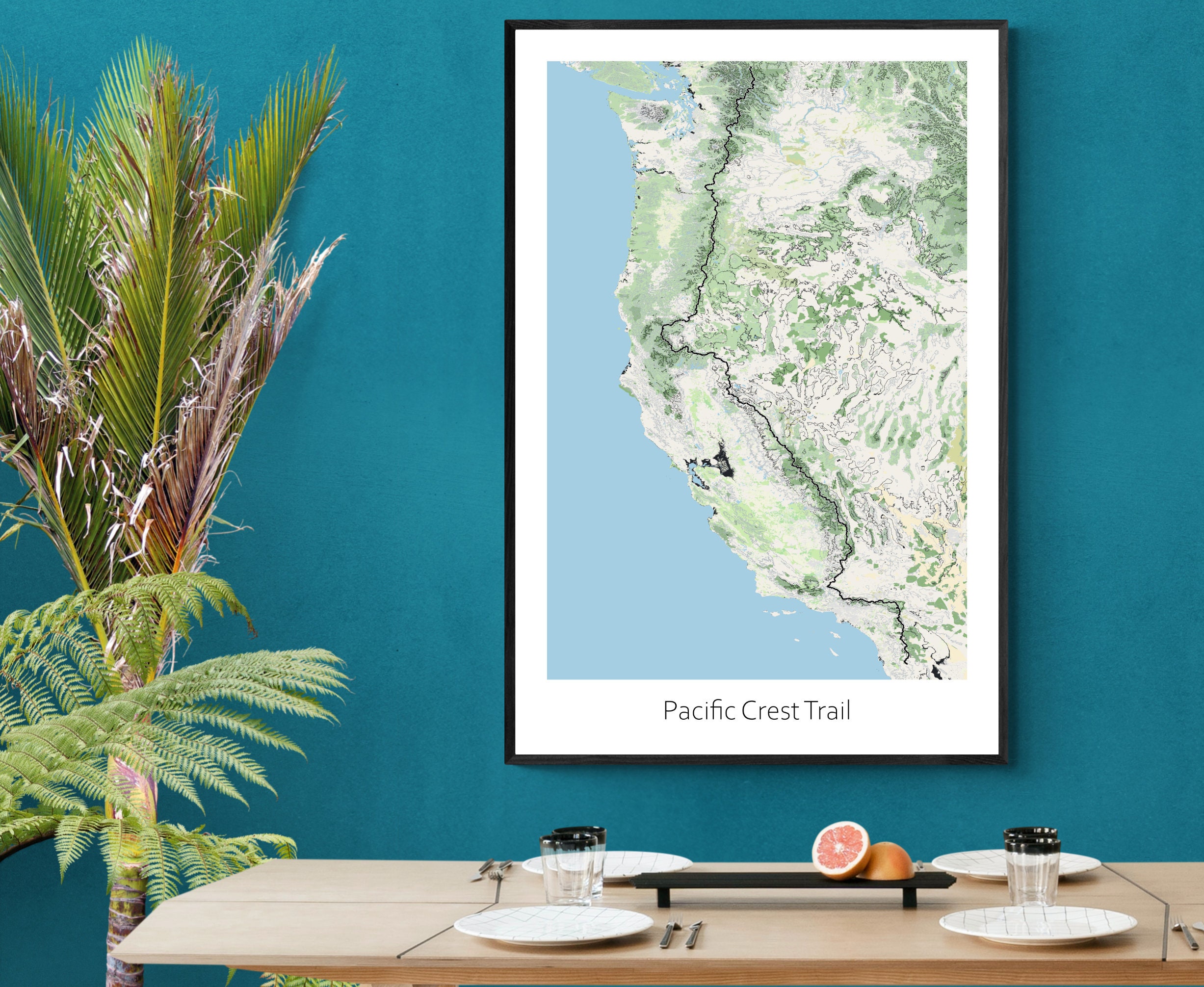 Pacific Crest Trail Topographic Map, PCT Trail Hiking, California Map ...