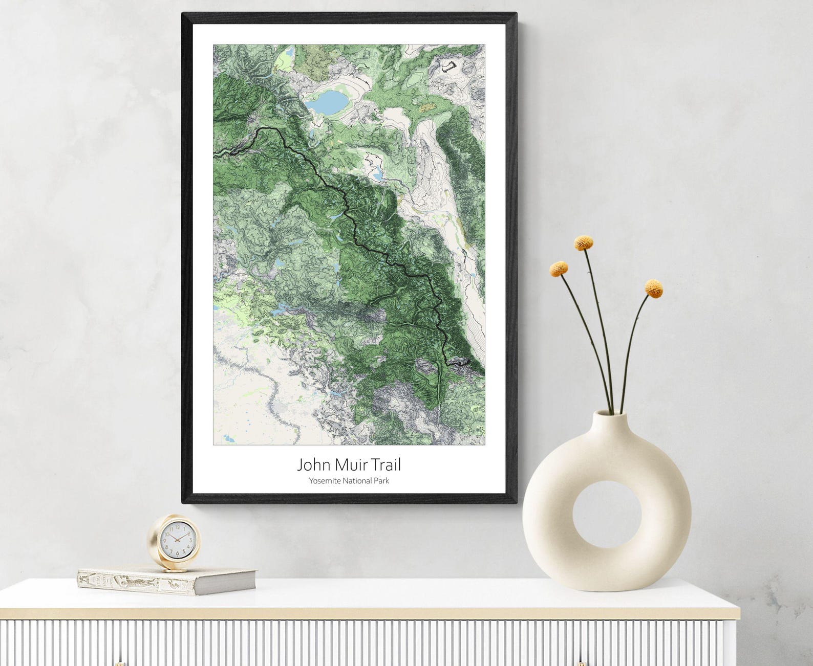 John Muir Trail Topographic Map Poster, Pacific Crest Trail Hiking ...
