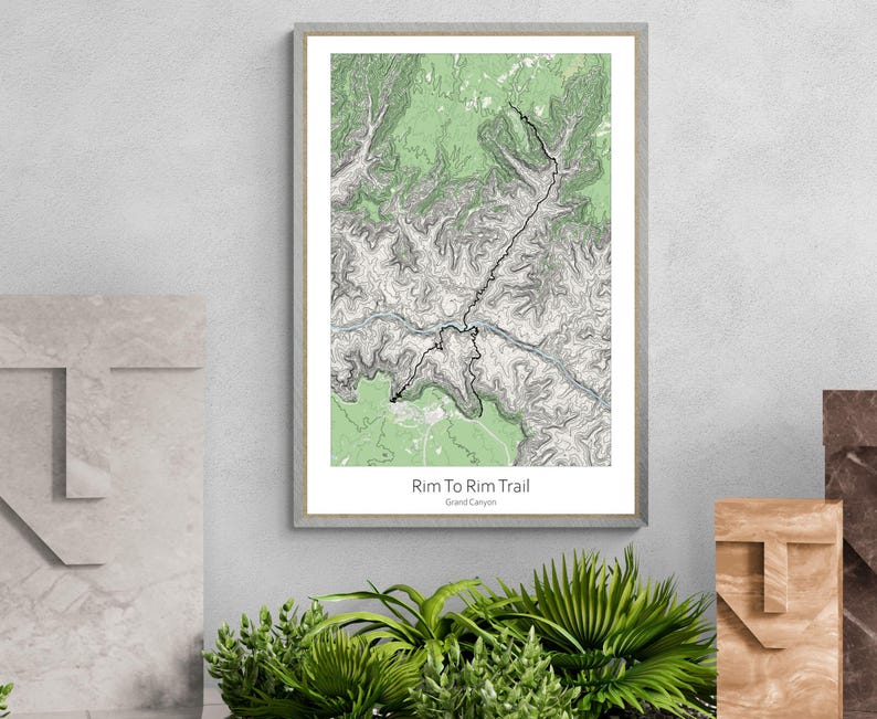 Grand Canyon Rim-to-rim Topographic Trail Map Art Print - Etsy