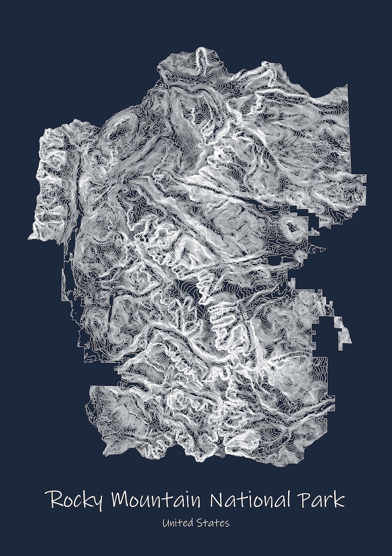Rocky Mountain National Park Topographic Map Poster, United States ...