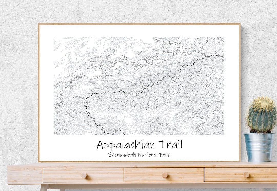 Appalachian Trail Topographic Map Poster, Shenandoah Trail Hiking ...