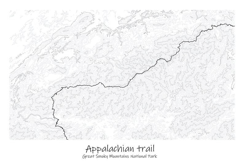 Appalachian Trail Topographic Map Poster, Great Smoky Mountains ...