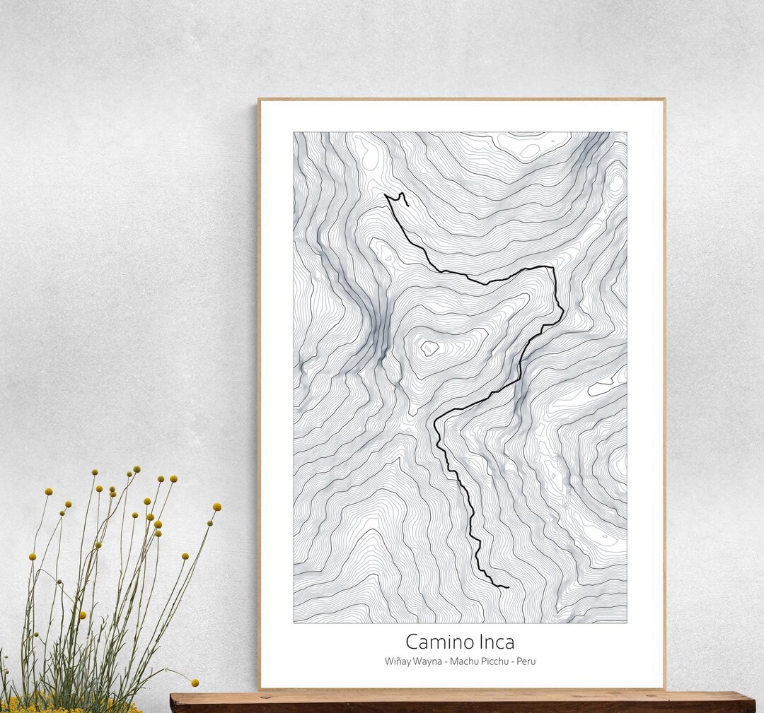 Inca Trail Segment 4 Winay Wayna Machu Picchu Topographic Map Poster - Etsy