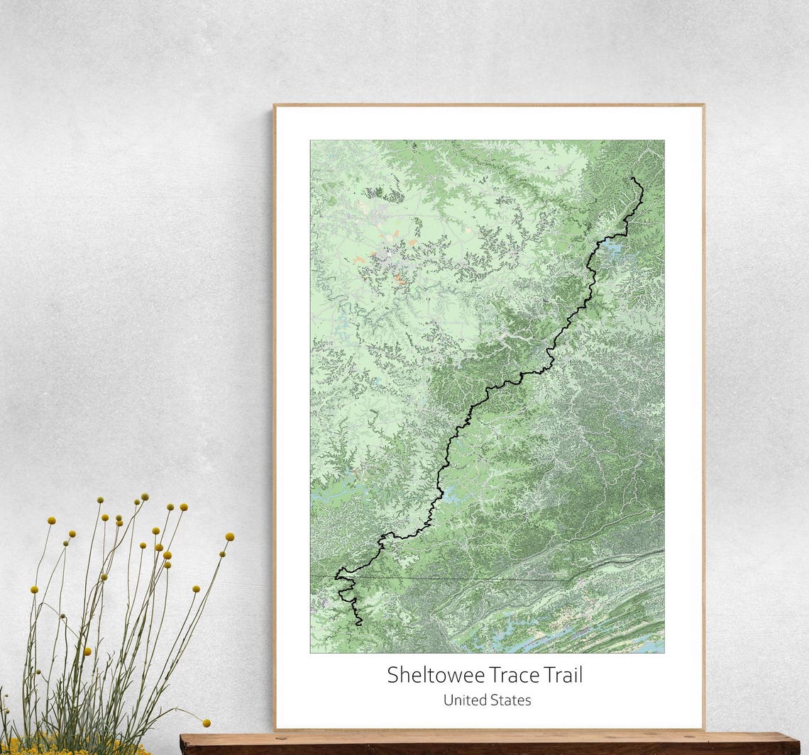 Sheltowee Trace Trail Map, Kentucky Topographic Hiking Poster. - Etsy