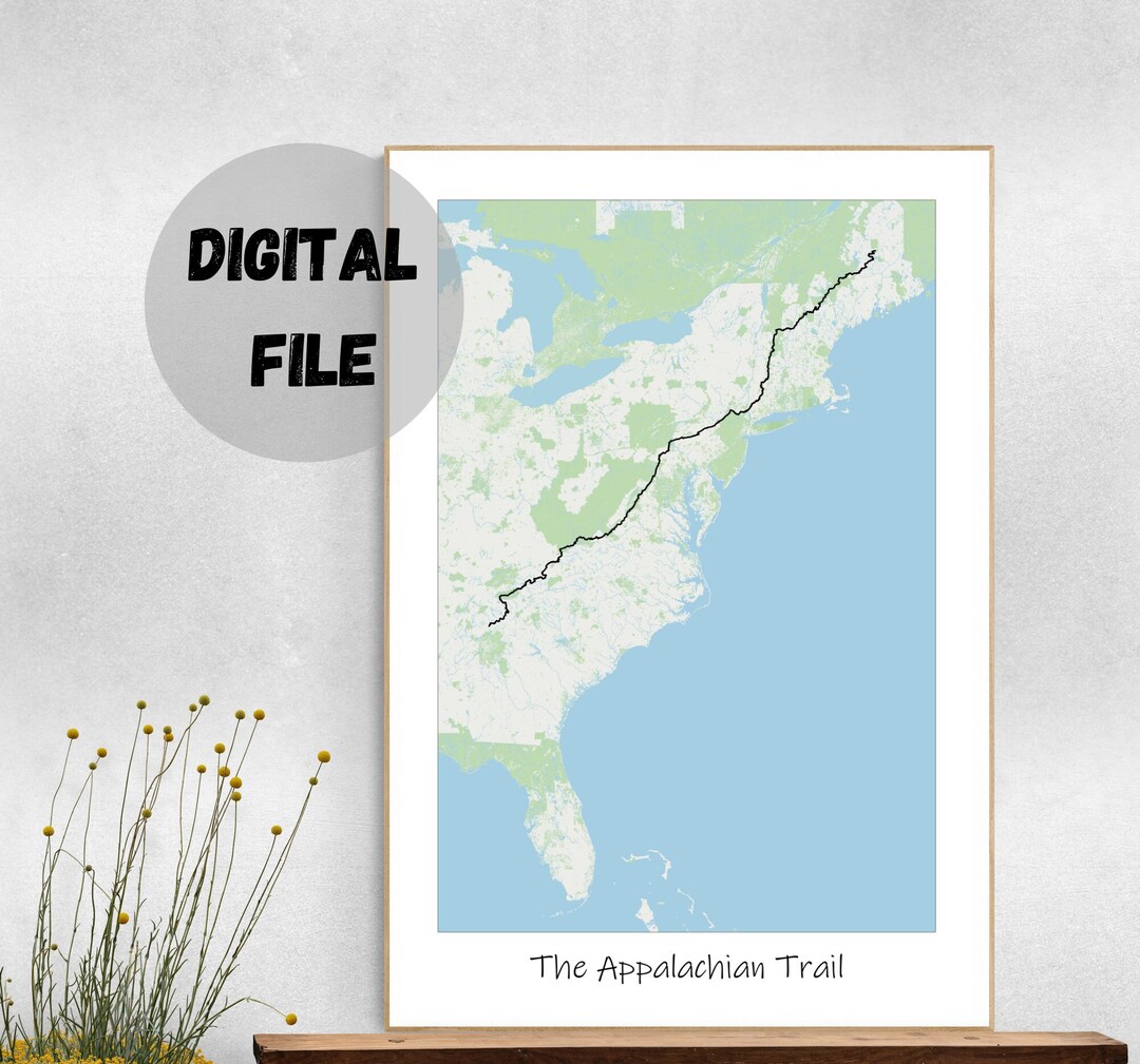 The Appalachian Trail Map Poster, United States Trail Hiking, AT Poster ...