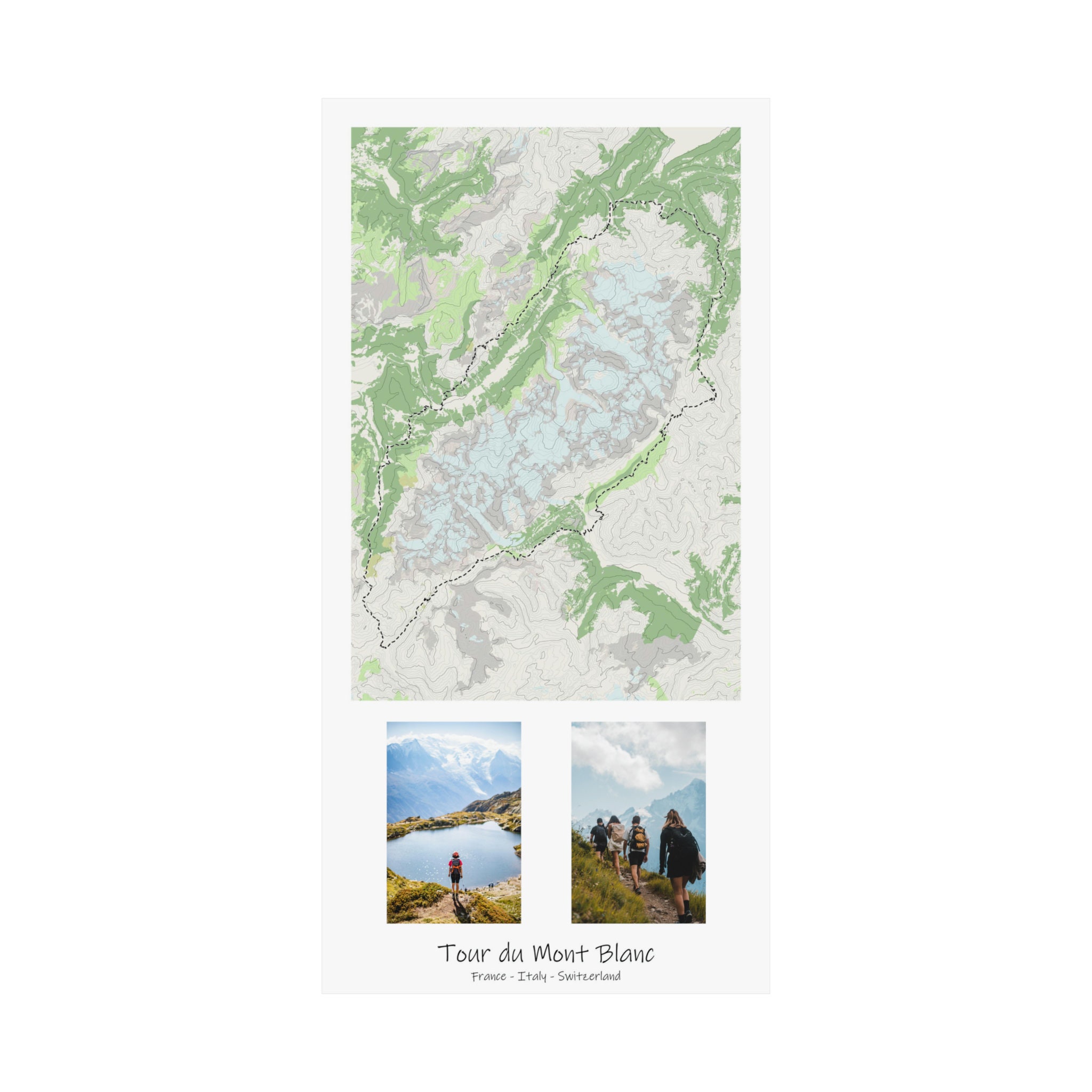 Tour Du Mont Blanc Trail Topographic Map Poster, TMB Trail Hiking, Mont ...