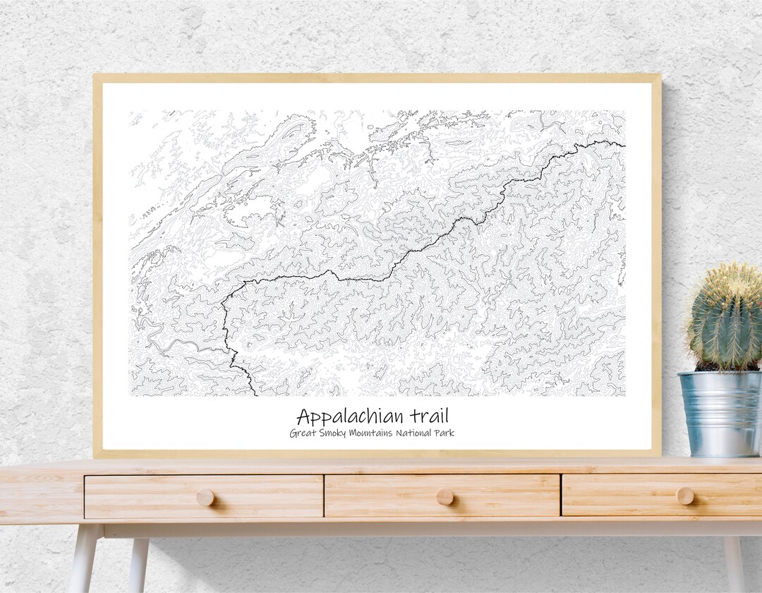Appalachian Trail Topographic Map Poster, Great Smoky Mountains ...