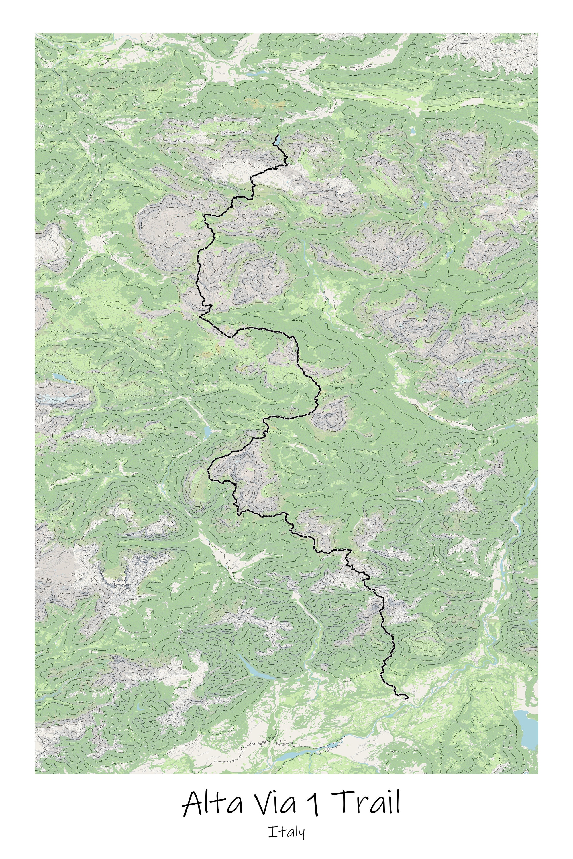 Alta via 1 Dolomites Map Poster Italy South Tyrol Trail - Etsy