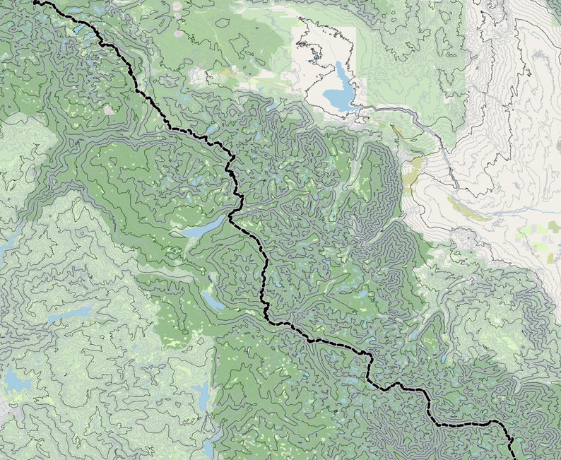 John Muir Trail Topographic Map Poster, Pacific Crest Trail Hiking ...