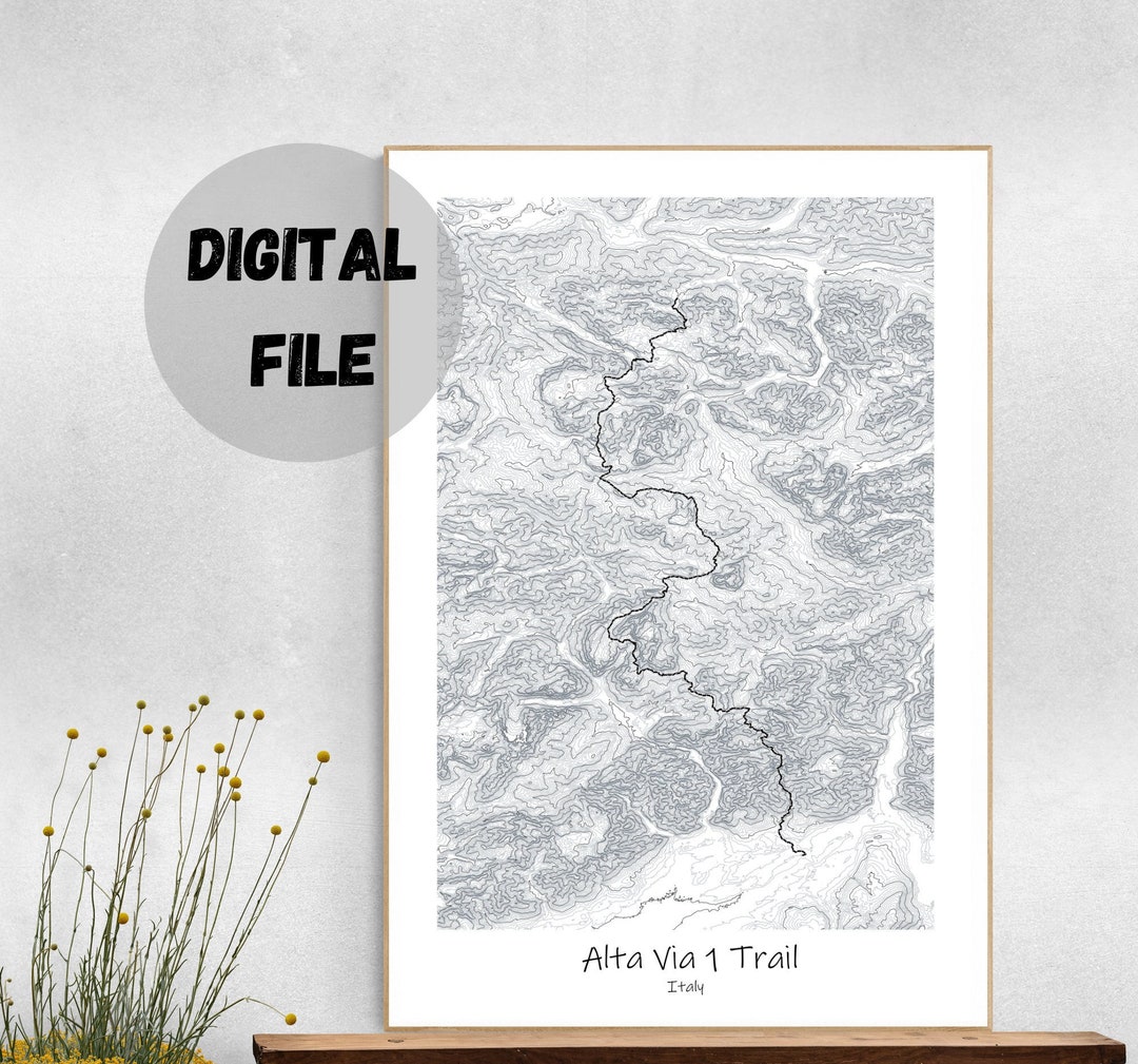 Alta via 1 Dolomites Map Print, Italy South Tyrol Trail Hiking, Fanes ...