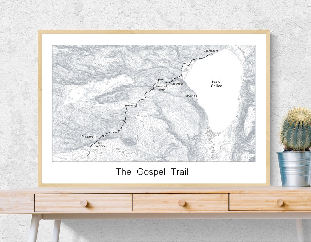 Gospel Trail Topographic Map Poster: Israel Christian Hike Art - Etsy