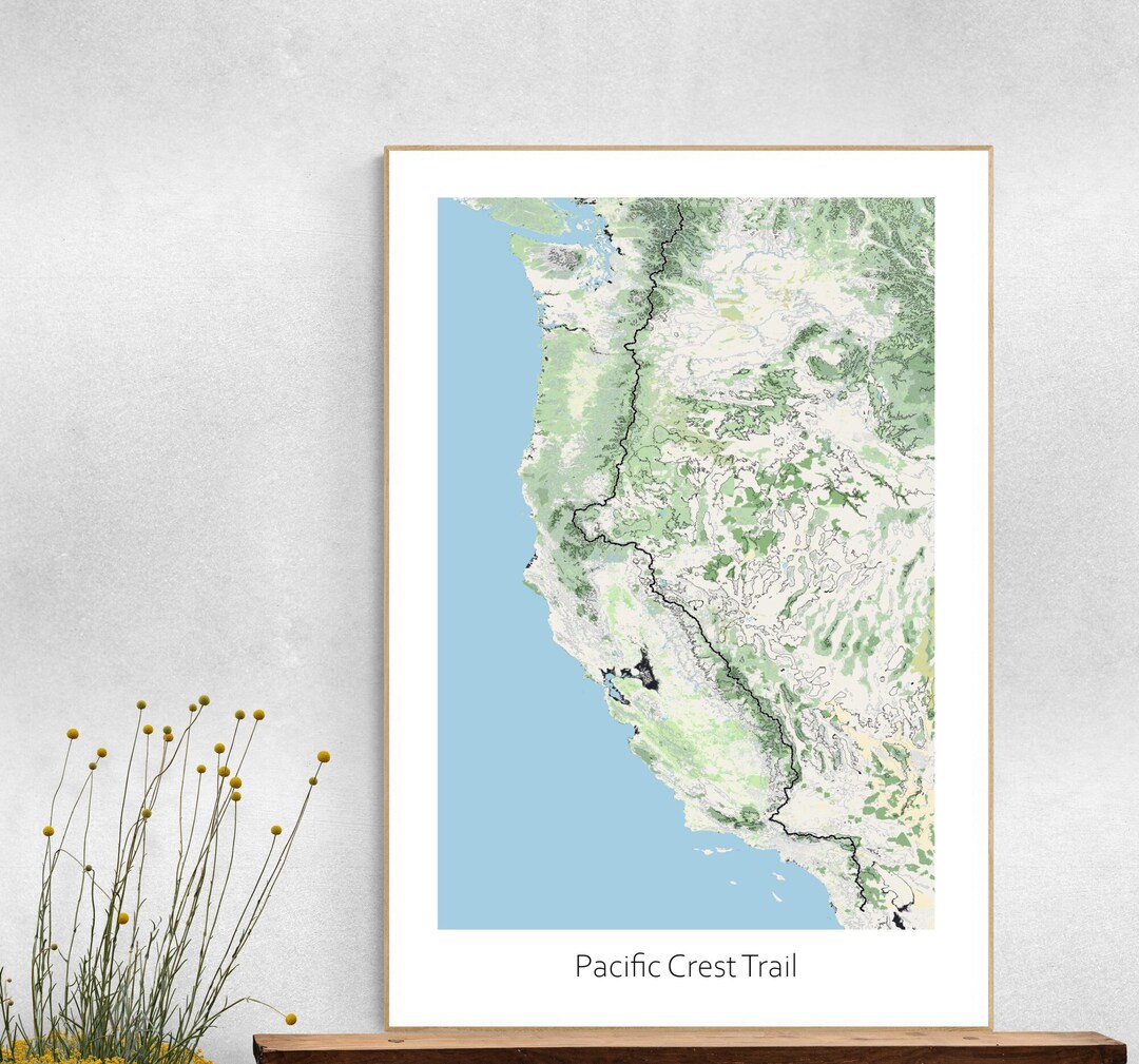Pacific Crest Trail Topographic Map, PCT Trail Hiking, California Map ...