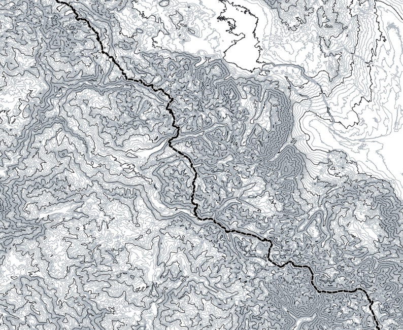 John Muir Trail Topographic Map Poster, Pacific Crest Trail Hiking ...
