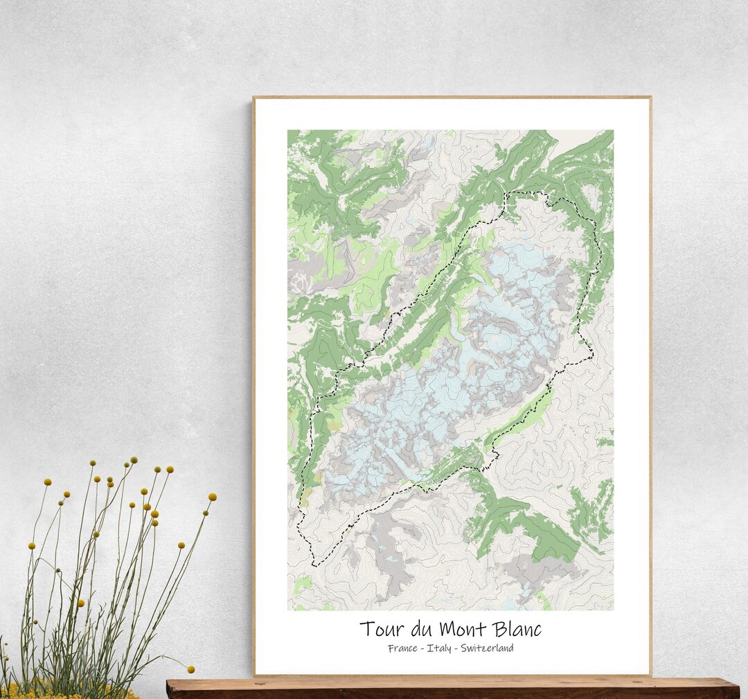 Tour Du Mont Blanc Trail Topographic Map Poster TMB Trail - Etsy