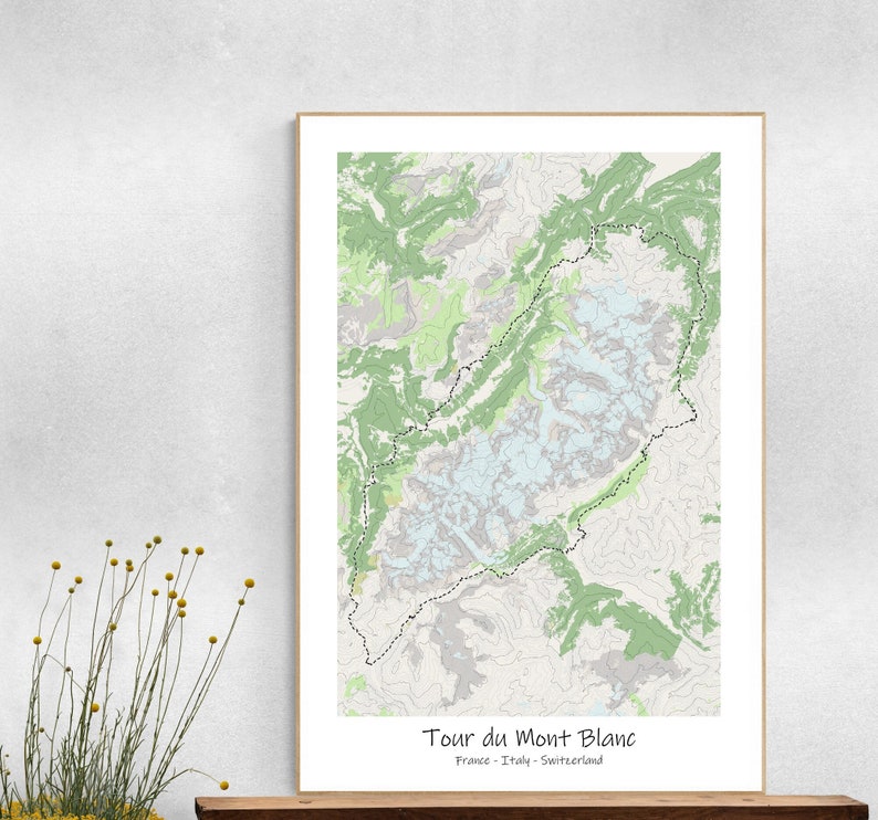 Tour Du Mont Blanc Trail Topographic Map Poster TMB Trail - Etsy