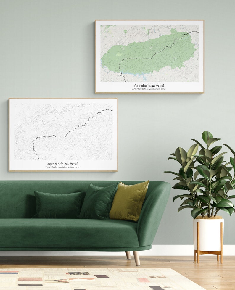 Appalachian Trail Topographic Map Poster, Great Smoky Mountains ...