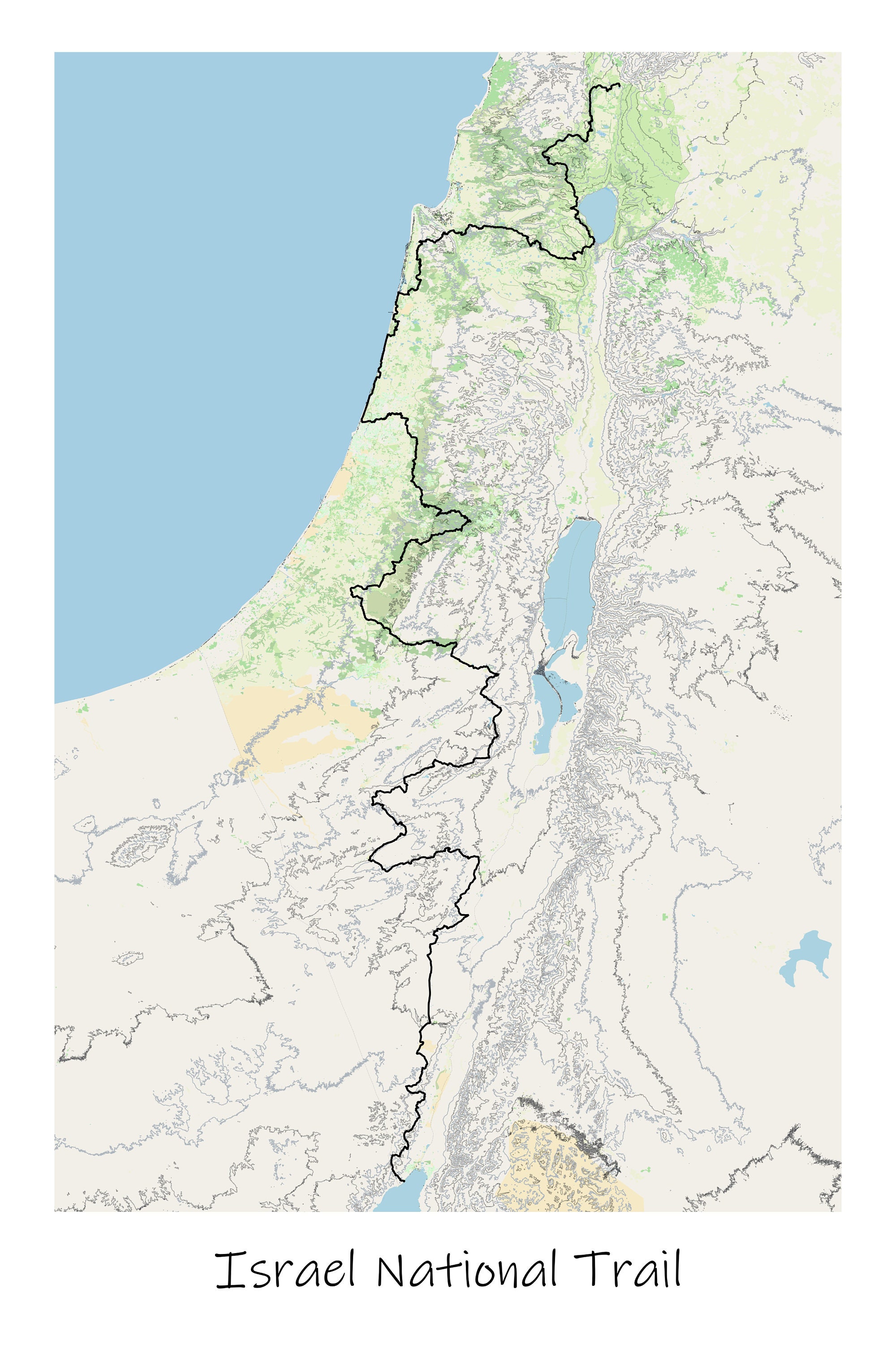 Israel National Trail Topographic Map Poster, Israeli Hike, Printable ...
