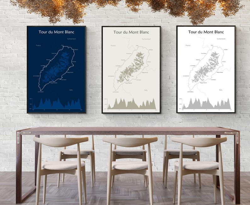 Tour Du Mont Blanc Trail Map Poster, TMB Trail Hiking. - Etsy