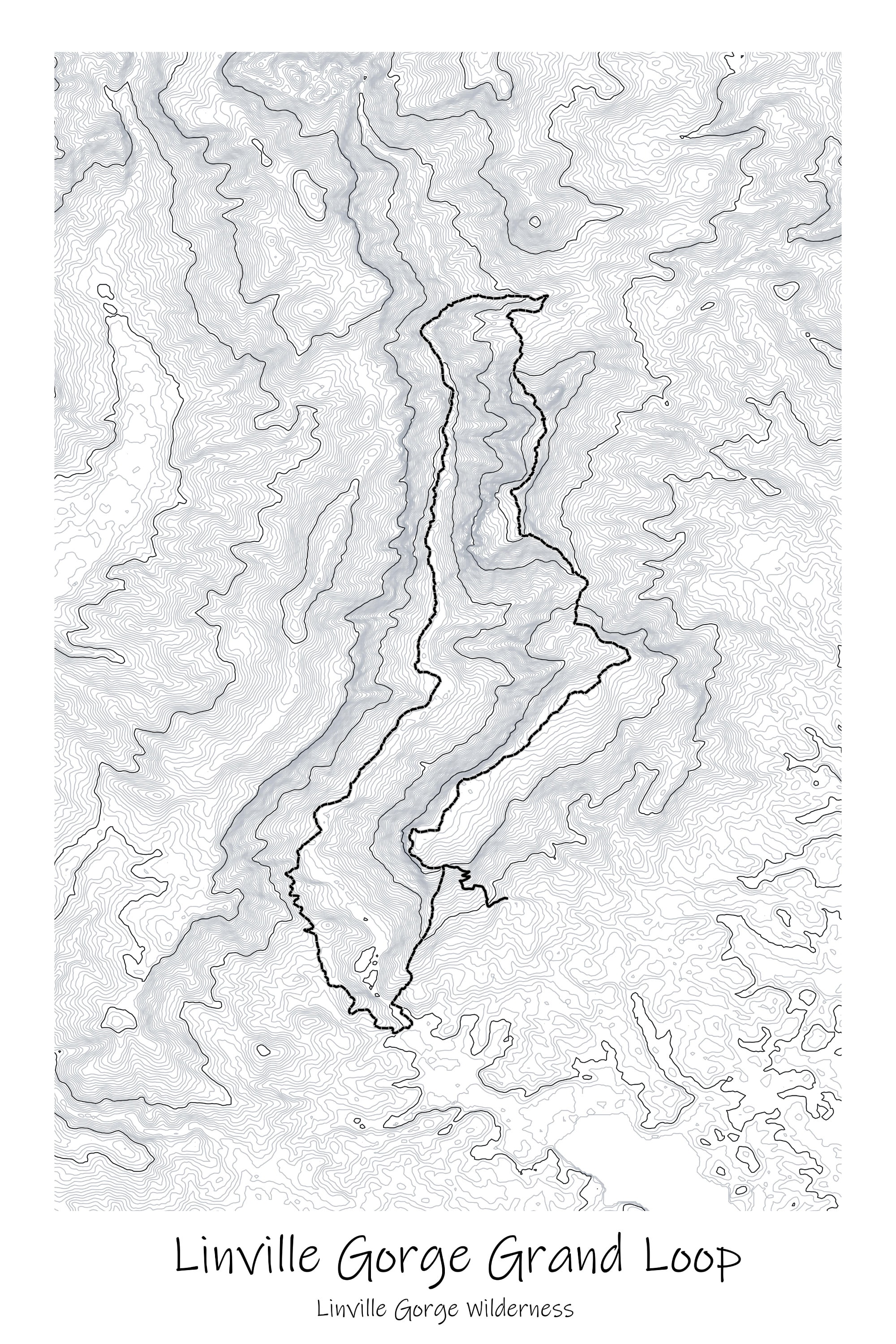 Linville Gorge Grand Loop Trail Topographic Map Poster,hiking North ...