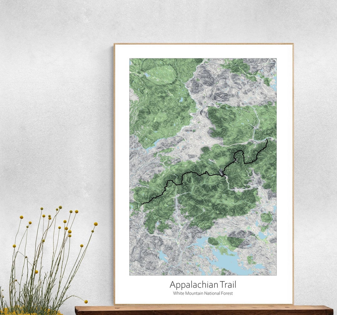 Appalachian Trail Topographic Map Poster, White Mountain National ...