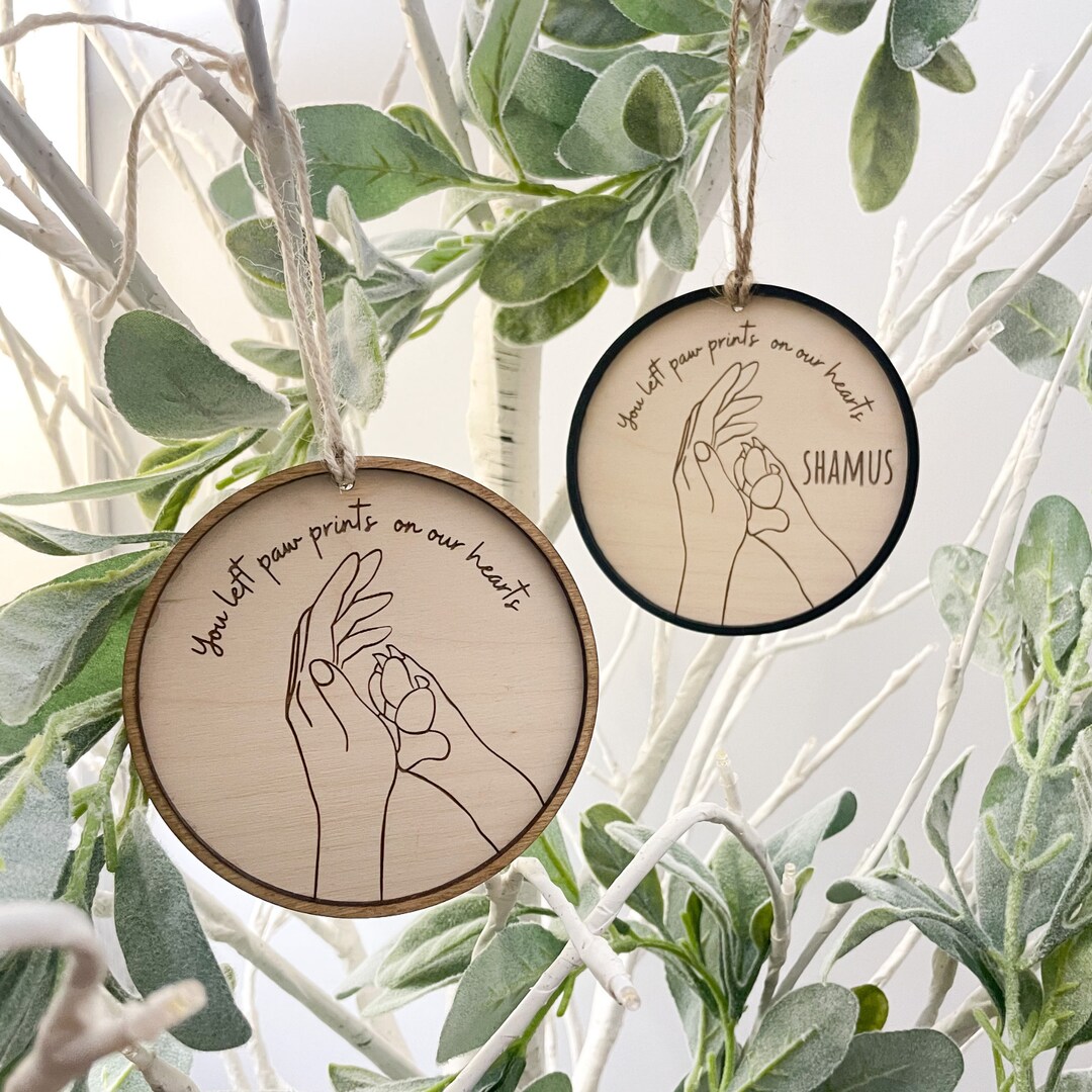 You Left Paw Prints on Our Hearts Memorial Pet Ornament | Customisable ...