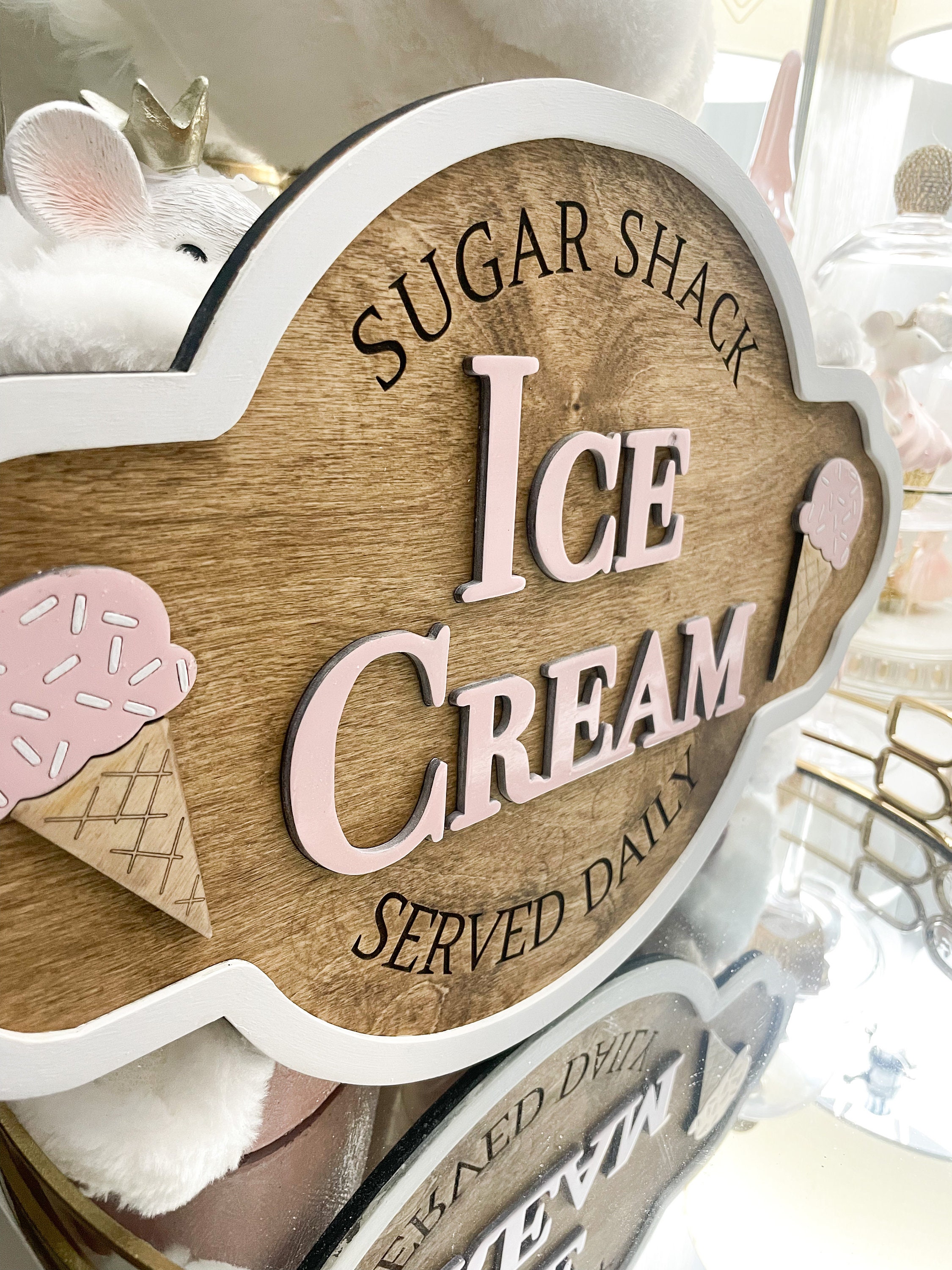 Ice Cream Wooden Sign Decor Candy Treat Table Decor - Etsy