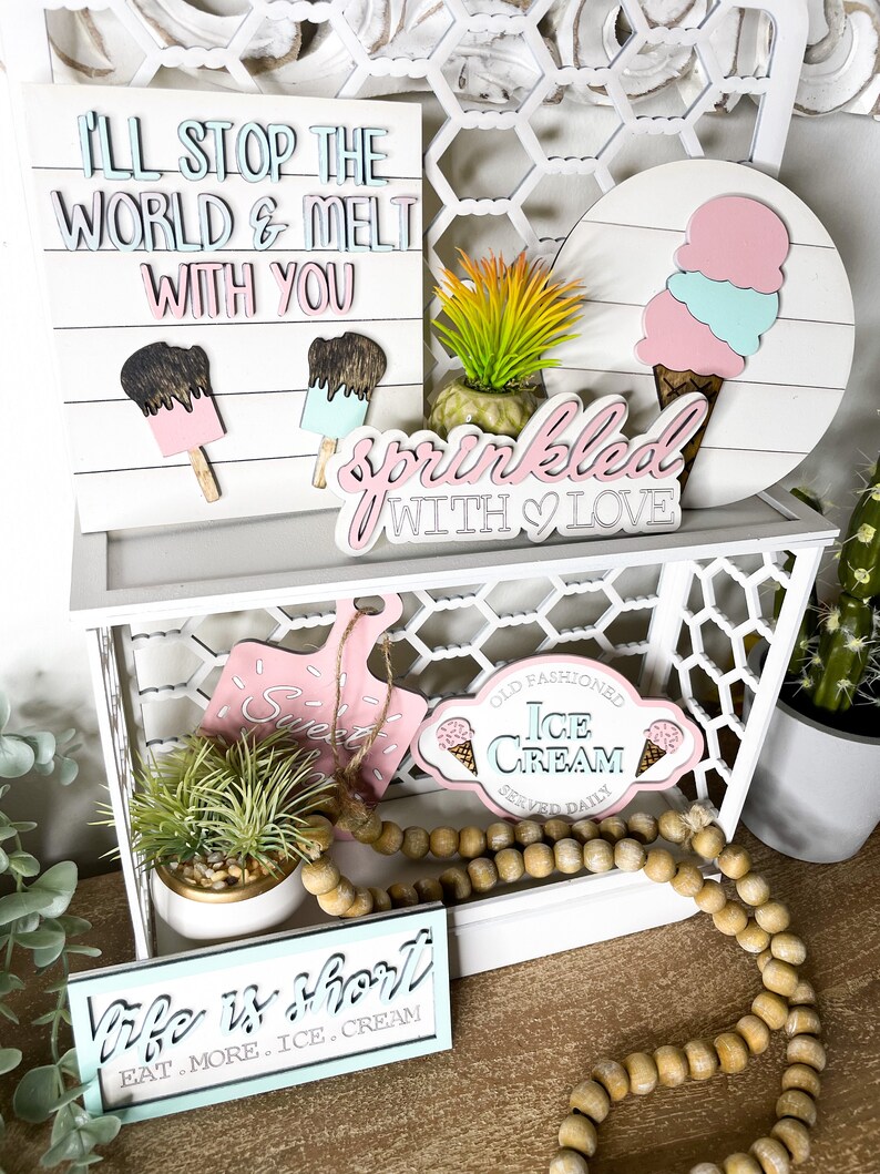 Set of 6 Mini Tiered Tray Ice Cream Decor - Etsy