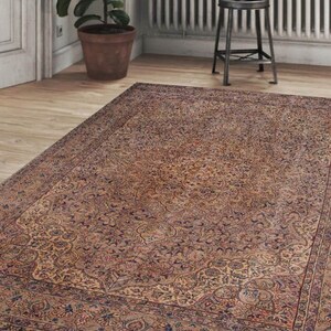 Brown Oriental Rug, Vintage Style Area Rug for Living Room, Ethnic ...