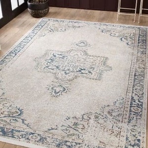 Blue Beige Vintage Style Rug, Vintage Style Kilim, Ethnic Style Rug ...