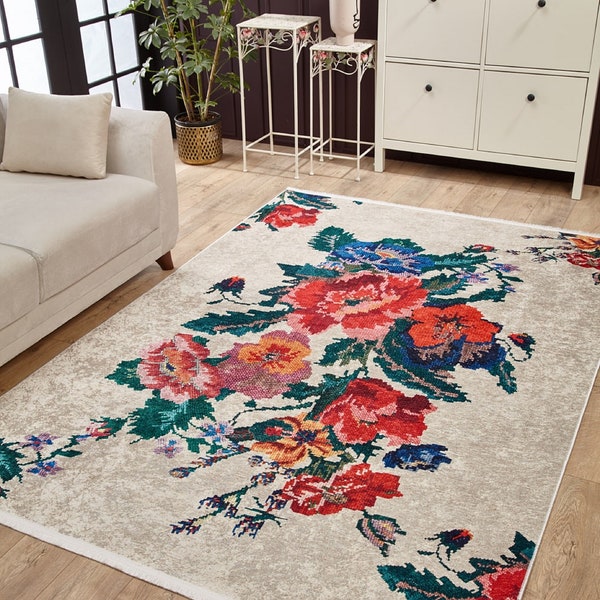 Rug With Roses - Etsy