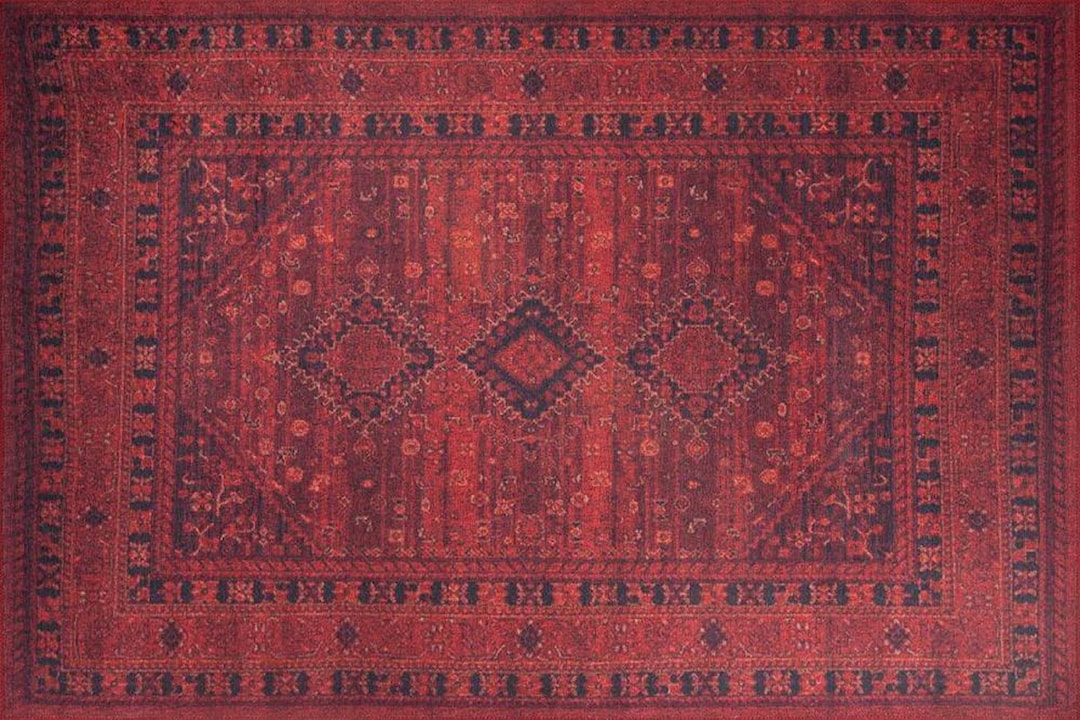 Turkish Red Living Room and Bedroom Rug, Multi Size, Simple Design Red ...