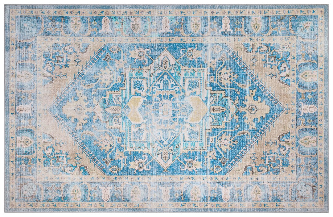Turkish Blue Rug, Baby Blue Vintage Style Rug, Authentic Pattern Kilim ...