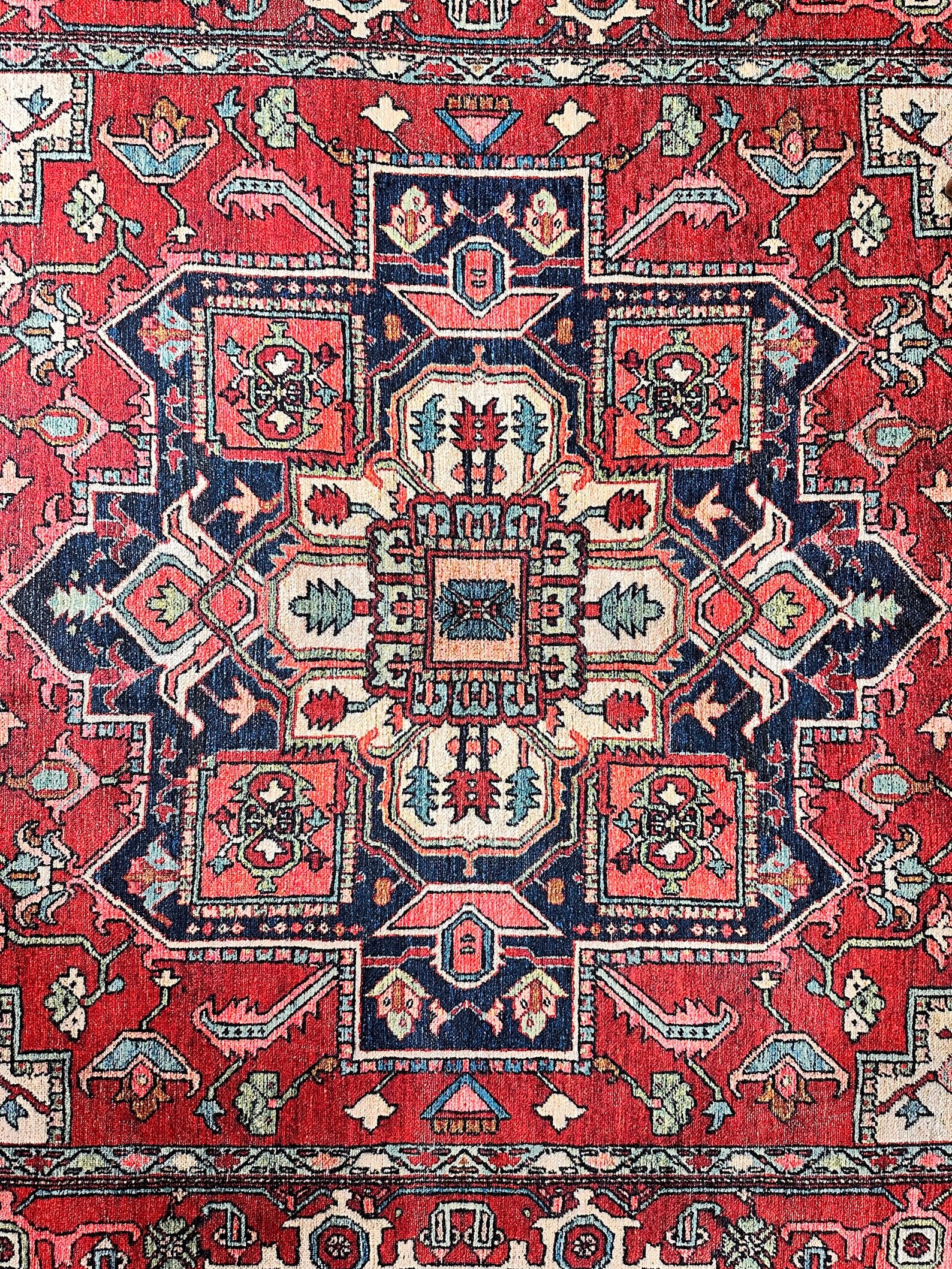 Red Distressed Boho Rug, Oversize Rug 8x10, Vintage Style Carpet, Stain ...