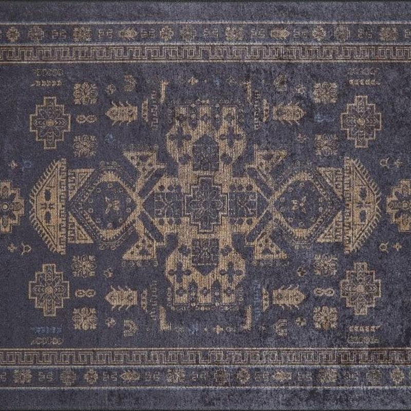 Blue and Gold Area Rug - Etsy