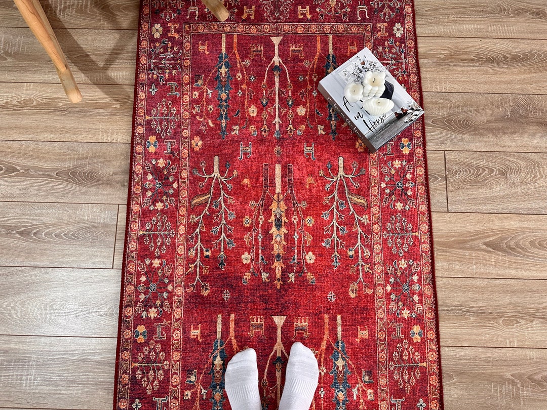 Red Runner Floor Throw Carpet for Kitchen Bathroom Living - Etsy