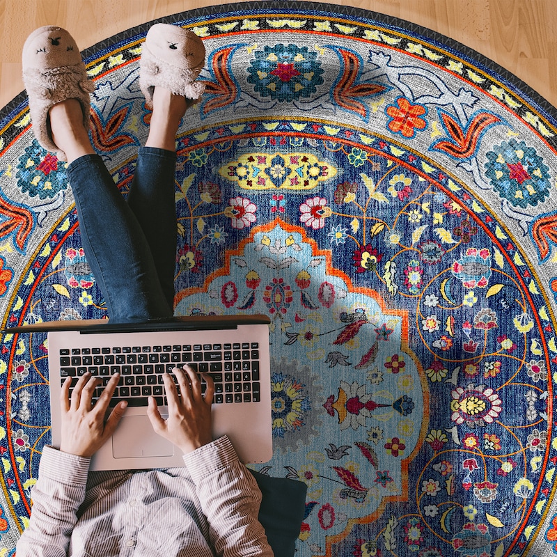 Round Boho Rug - Etsy