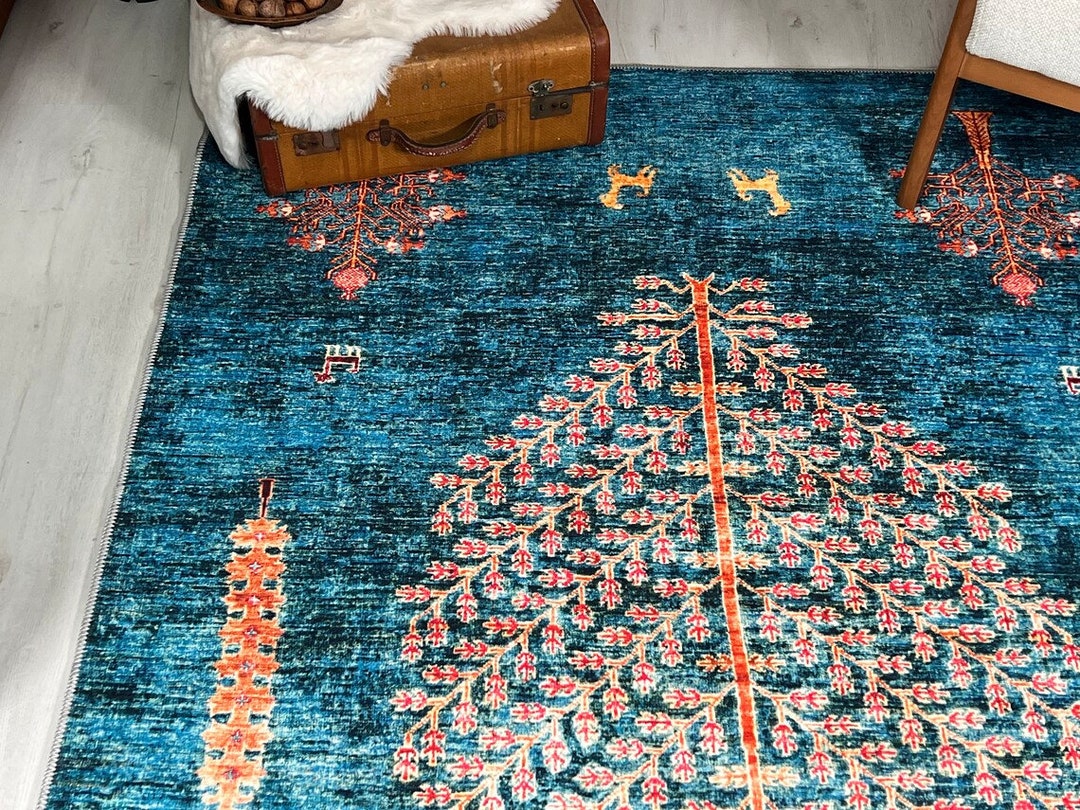 Tree of Life Runner Rug: Turkish Corridor Rug, Washable Cotton - Etsy