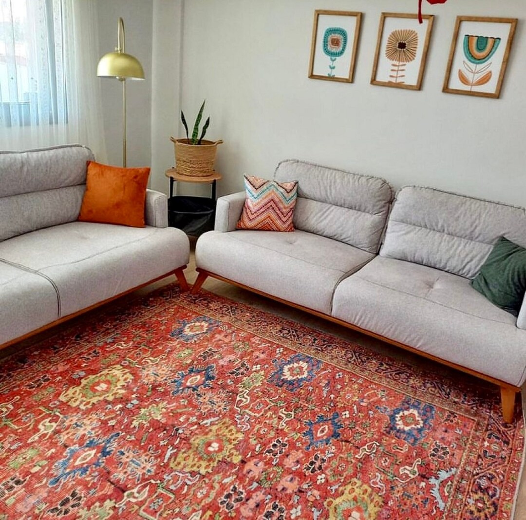 Oushak Rug, Washable Area Rug, Farmhouse Decor, Housewarming Gift ...